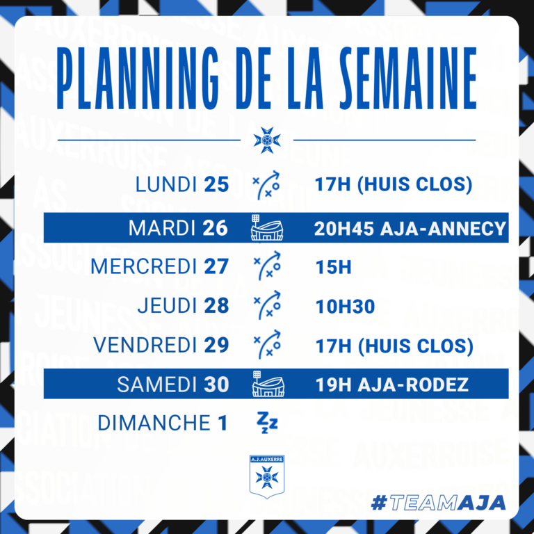 Le calendrier de l'AJA pour la saison 2023-2024