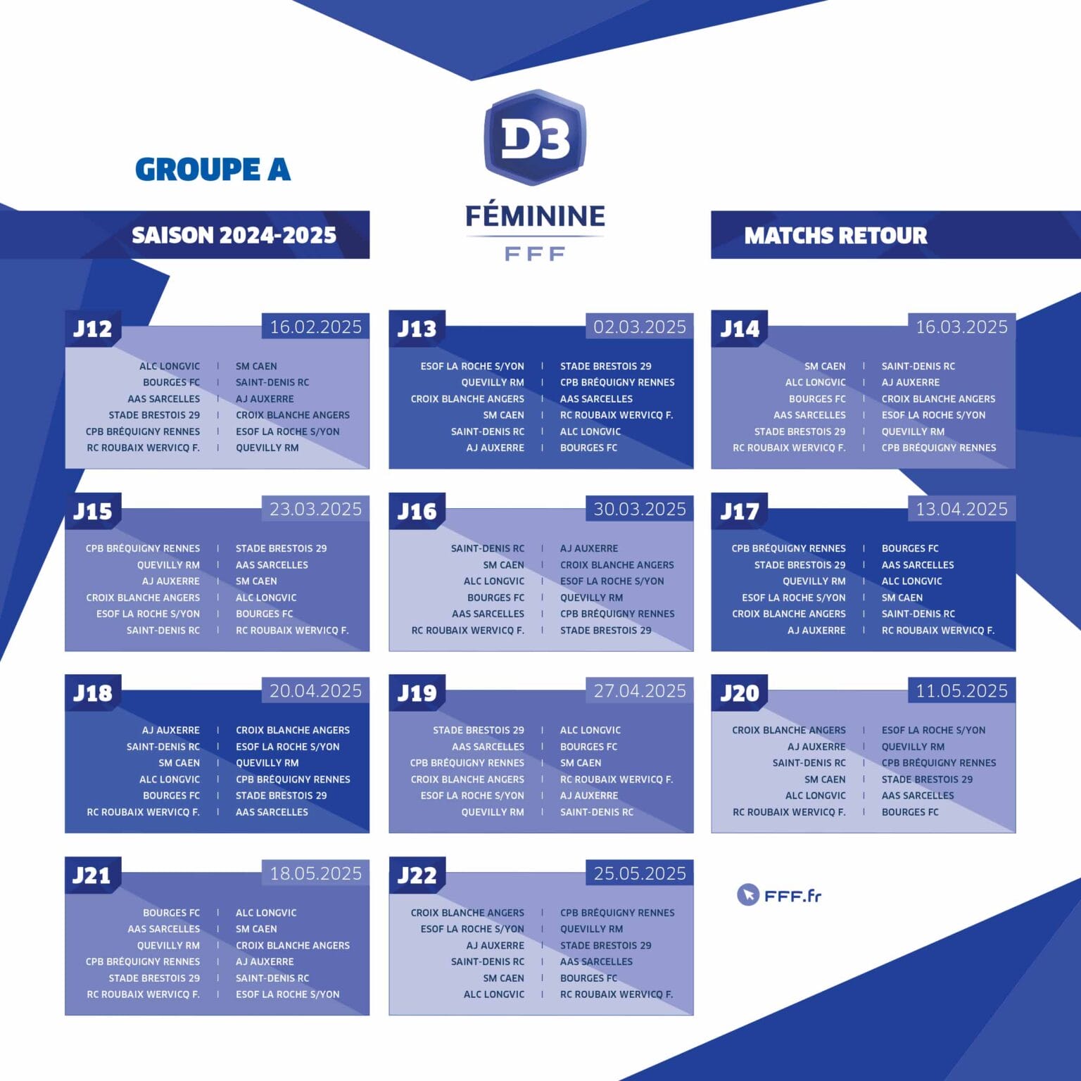 Le calendrier de notre équipe féminine (D3F) est tombé ! - AJA