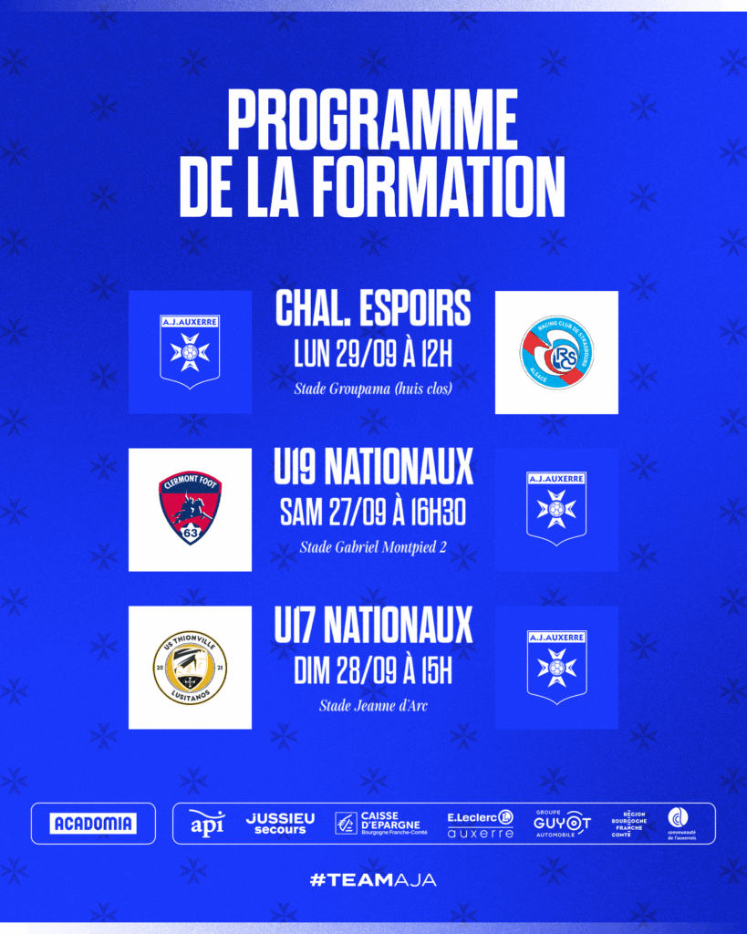 Le programme du week-end de la Formation et des féminines - AJA